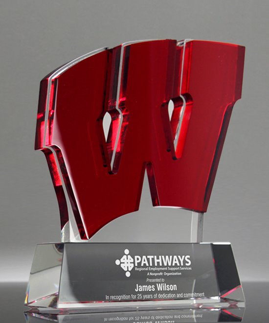 Custom Crystal Trophy - Red Overlay | Edco Awards