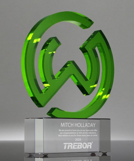 Custom Green Crystal Logo Award | Edco Awards