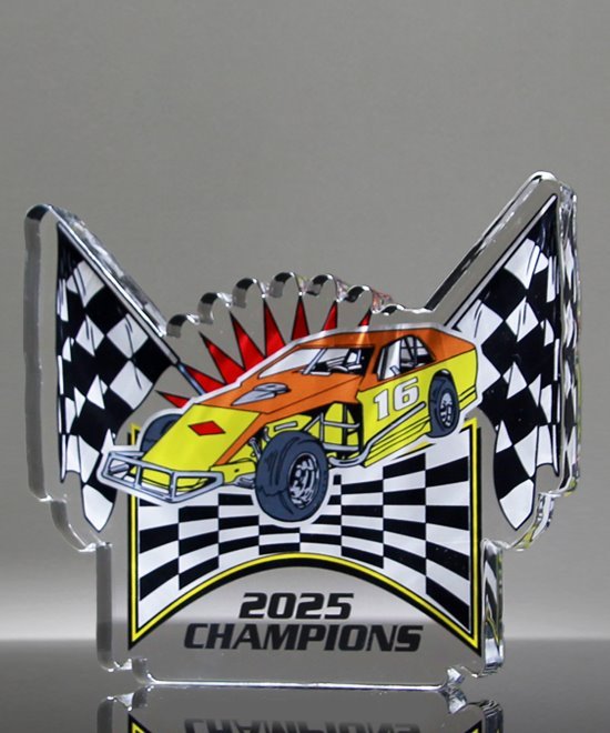 Racing Flags Acrylic Trophy - Custom Printed | Edco Awards