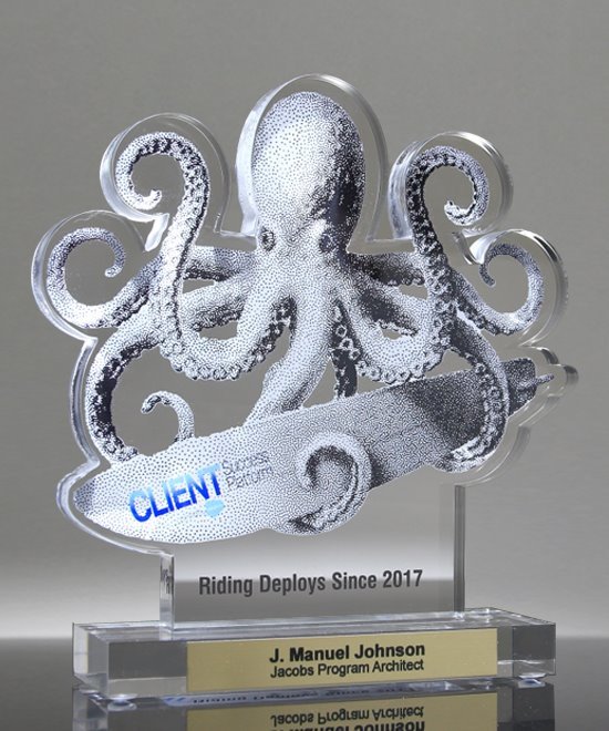 Surfing Trophy Custom Acrylic Octopus | Edco Awards