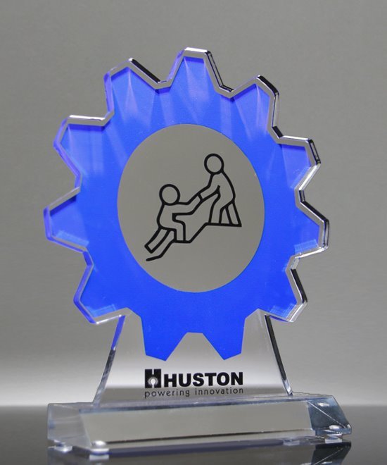 Acrylic Gear Trophy - Full Color Printed | Edco Awards