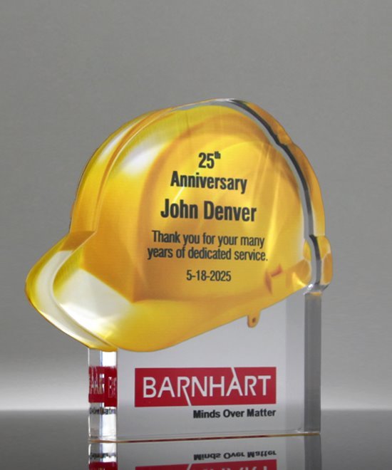 Acrylic Hard Hat Paperweight Trophy | Edco Awards
