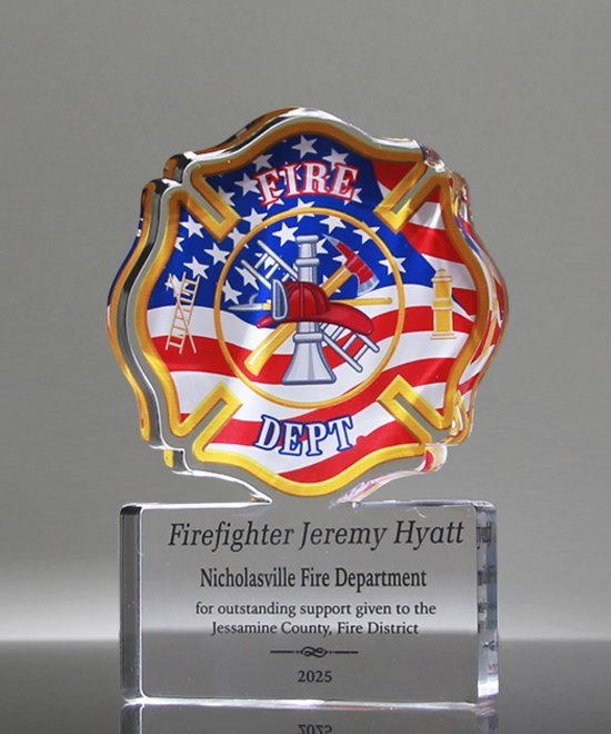 Acrylic Maltese Cross Trophy - USA Theme | Edco Awards