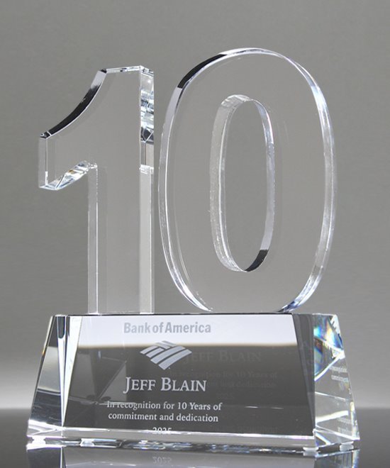Crystal 10 Years of Service Award Plaque | Edco Awards