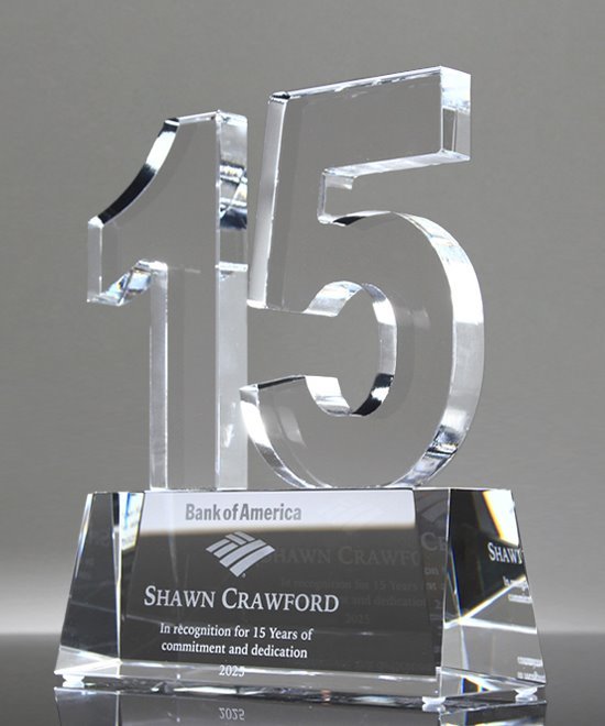 Crystal 15 Years of Service Award Plaque | Edco Awards
