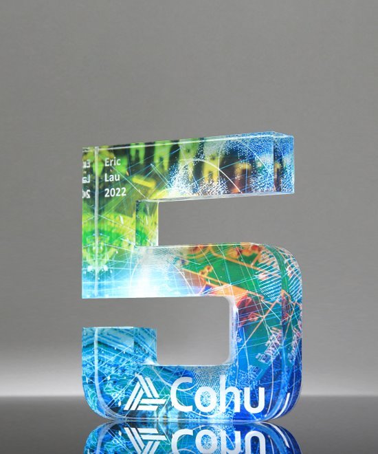 Modern Acrylic Number 5 Trophy | Edco Awards