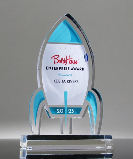 Retro Rocket Trophy on Base | Edco Awards