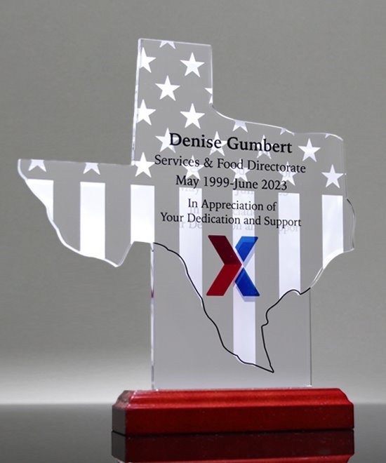 Texas State Shape Pop-In Trophy Award with Color Printing | Edco Awards