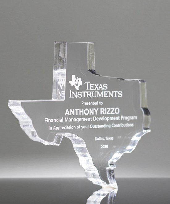 Clear Acrylic Texas Paperweight | Edco Awards
