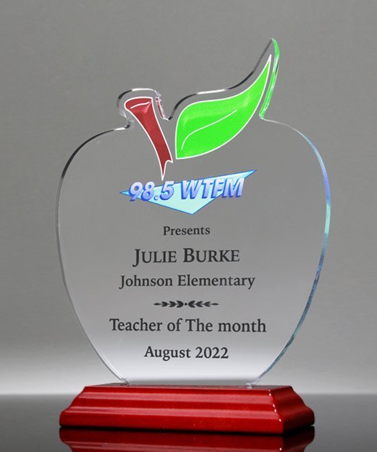 Acrylic Apple Trophy with Full Color Imprint | Edco Awards