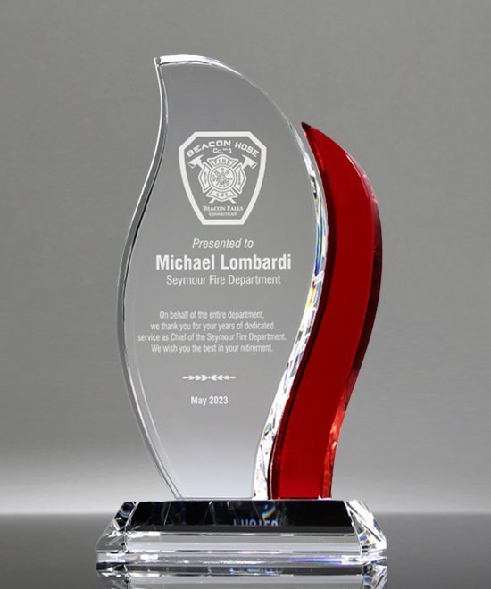 Firefighter Crystal Bravery Flame Trophy | Edco Awards