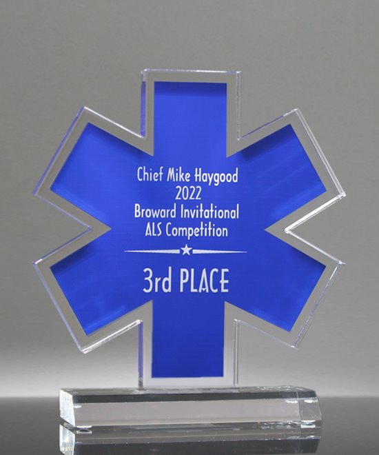 Star of Life EMS Clear Acrylic Trophy | Edco Awards