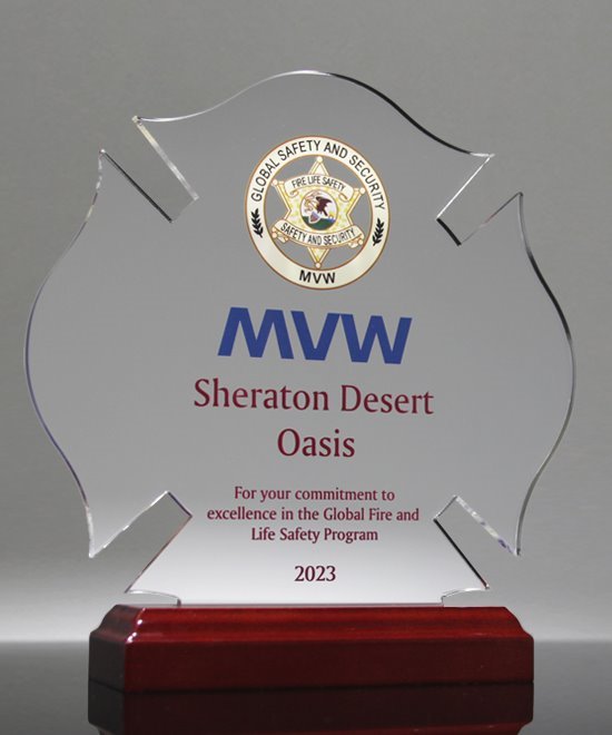 Acrylic Maltese Cross Trophy - Full Color Imprint | Edco Awards