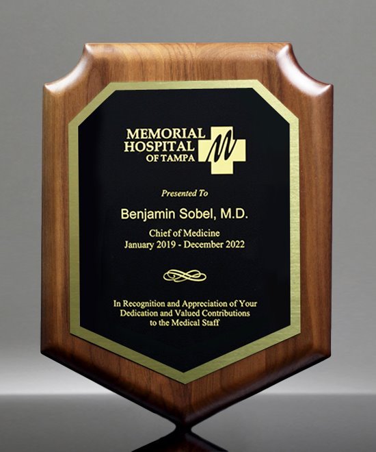 Classic Walnut Shield Plaque Award | Edco Awards
