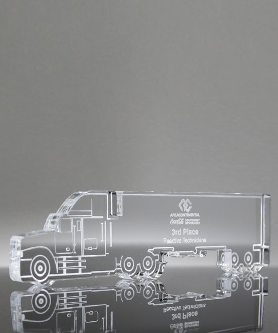 Semi Truck Acrylic Trophy - Laser Engraved | Edco Awards