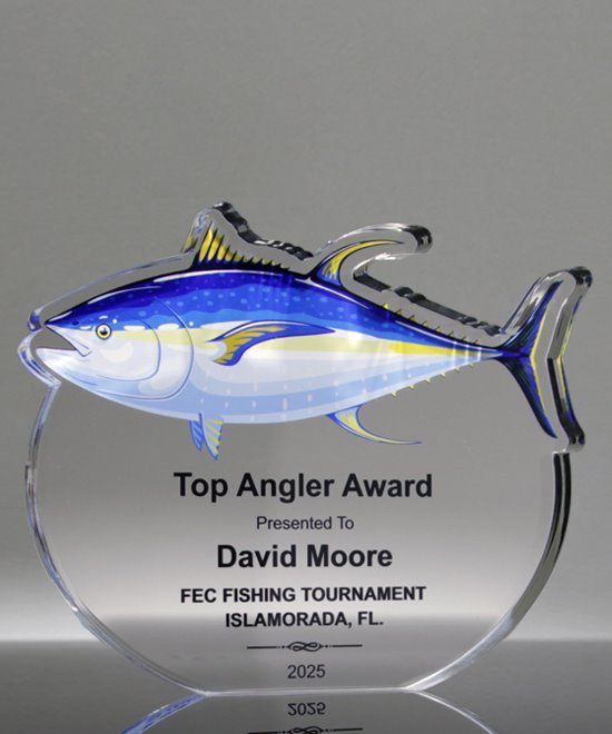 Blue Fin Tuna Fishing Acrylic Trophy | Edco Awards