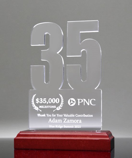 Number 35 Acrylic Pop-In Award | edco.com | Edco Awards