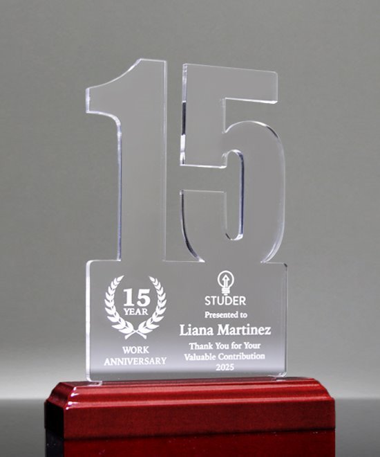 Number 15 Acrylic Pop-In Award | edco.com | Edco Awards