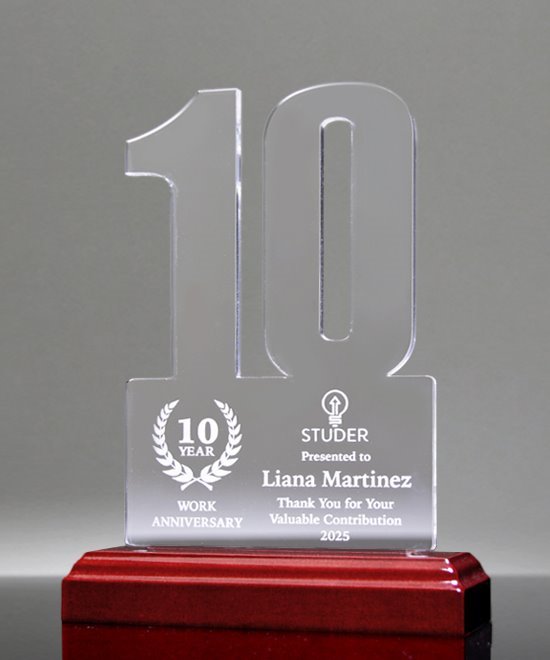 Number 10 Acrylic Pop-In Award | edco.com | Edco Awards