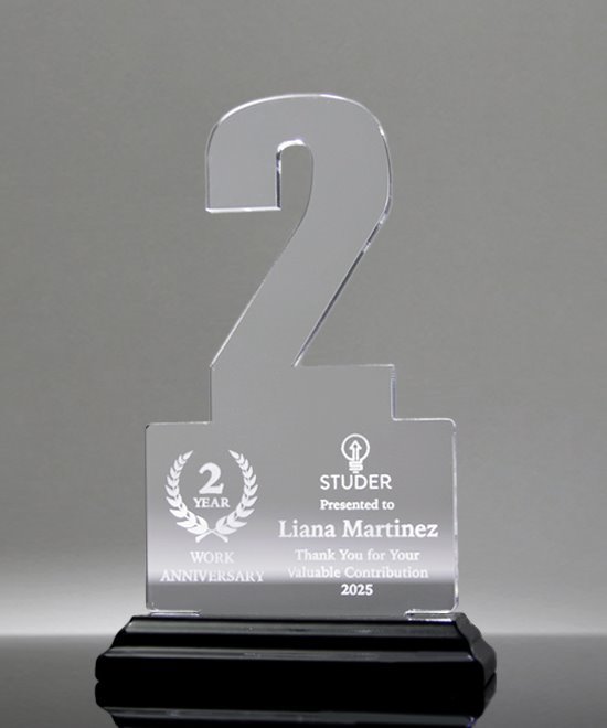 Number 2 Acrylic Pop-In Award | edco.com | Edco Awards