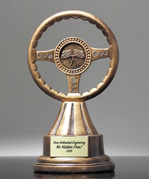 Gold Steering Wheel Resin Trophy | RF39 | Edco Awards