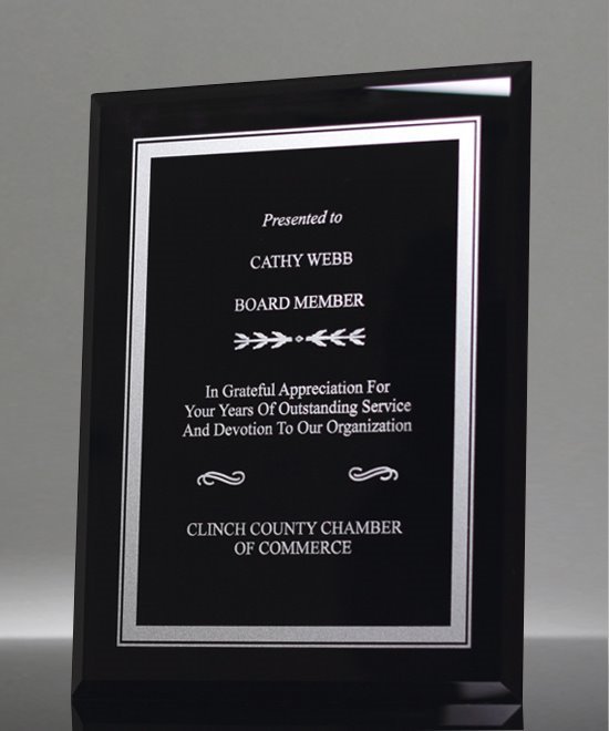 Tuxedo Glass Plaque - Silver Engraving | Edco Awards