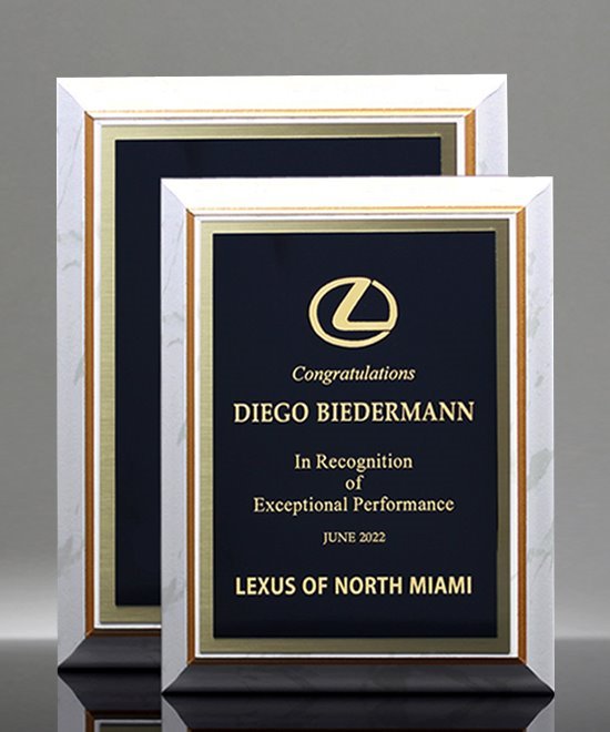 White Marble Plaque Award | Edco Awards