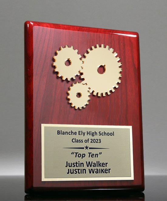 Golden Gears Award Plaque - Piano Rosewood | Edco Awards