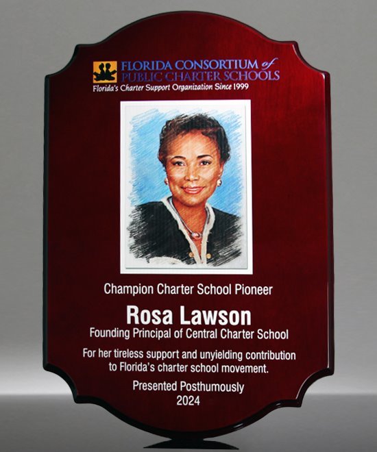 Scalloped Edge Rosewood Plaque - Full Color Imprint | Edco Awards