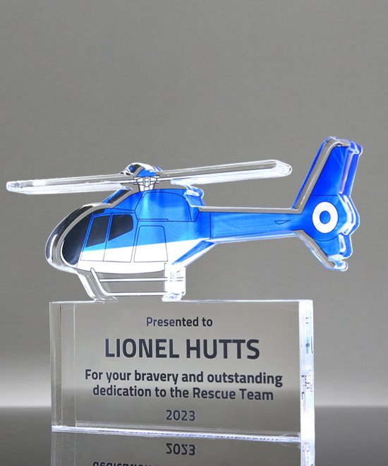Acrylic Helicopter Paperweight Trophy | Edco Awards