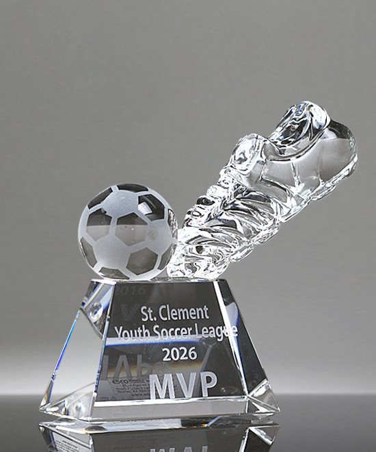 Crystal Soccer Ball and Cleat Trophy | Edco Awards