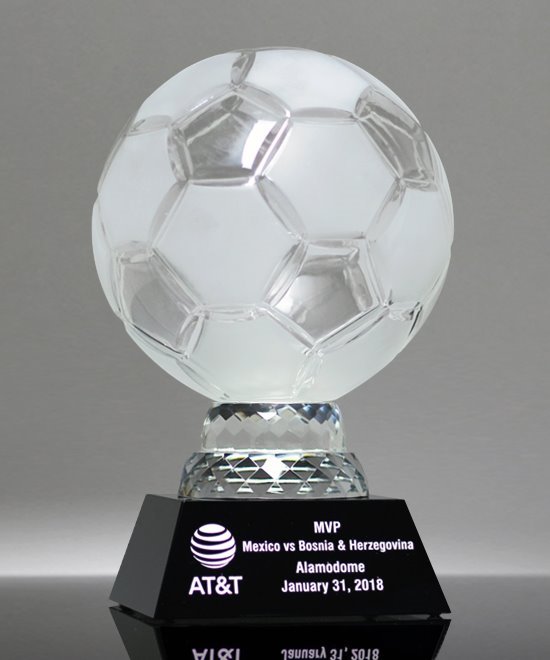 Crystal Soccer Ball Award | Sandblasted Sports Trophy | Edco Awards
