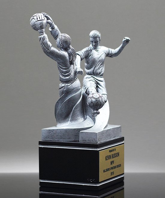 Dual-Action Female Soccer Trophy - Large | Edco Awards