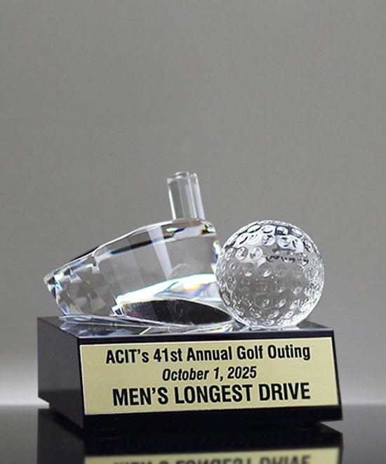 Crystal Golf Ball & Driver Trophy | CRY305 | Edco Awards