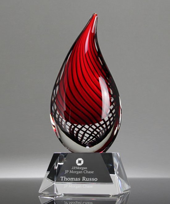 Red Art Glass Eclipse Flame Award | Edco Awards