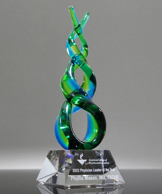 Serenity Helix Art Glass Award - Clear Base | Edco Awards