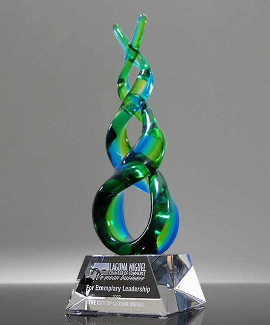 Serenity Helix Art Glass Award - Clear Base | Edco Awards