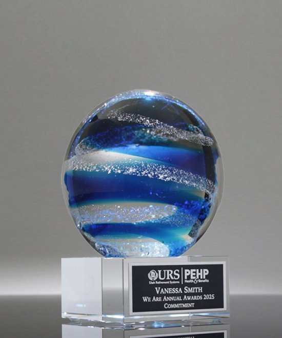 Aquatic Sphere Art Glass Award | Edco Awards