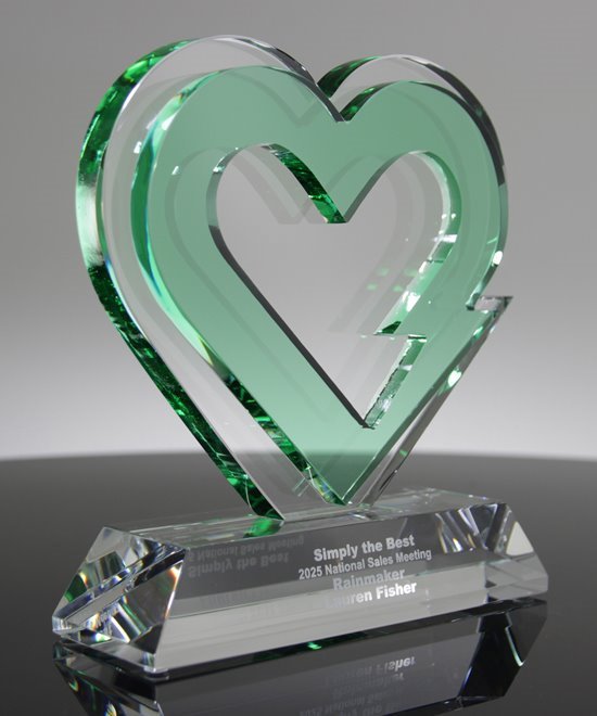 Custom Crystal Lightning Bolt Heart Award | Edco Awards