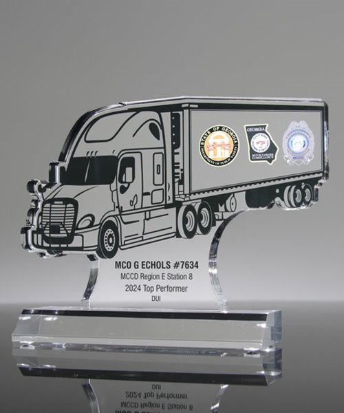 Semi Truck Acrylic Award - Full Color Imprint | Edco Awards