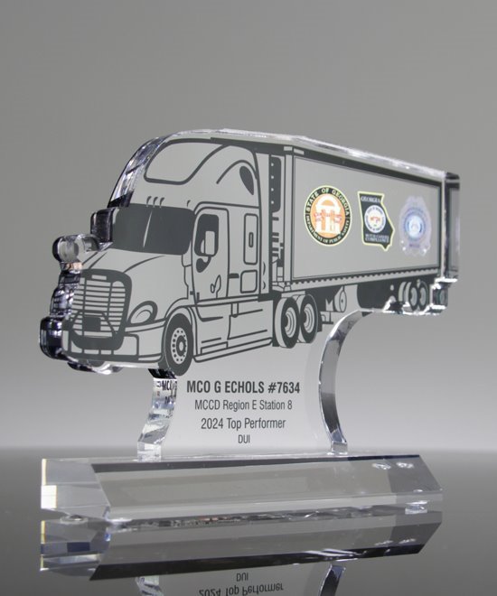 Semi Truck Acrylic Award - Full Color Imprint | Edco Awards