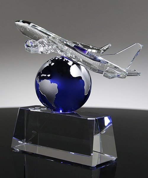 Globe Jetsetter Crystal Airplane Trophy | Edco Awards