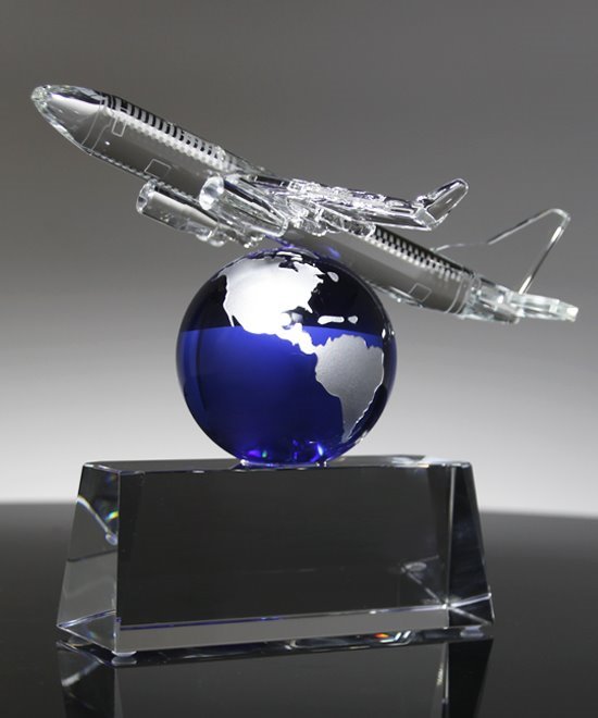 Globe Jetsetter Crystal Airplane Trophy | Edco Awards