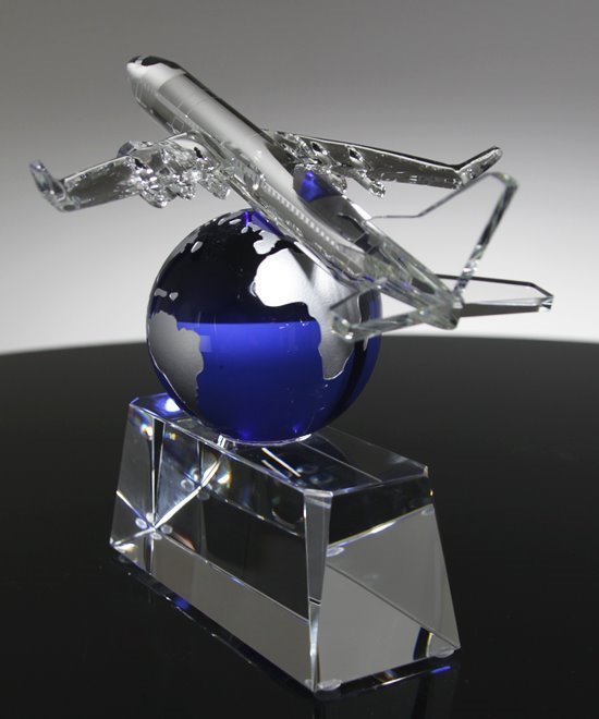 Globe Jetsetter Crystal Airplane Trophy | Edco Awards