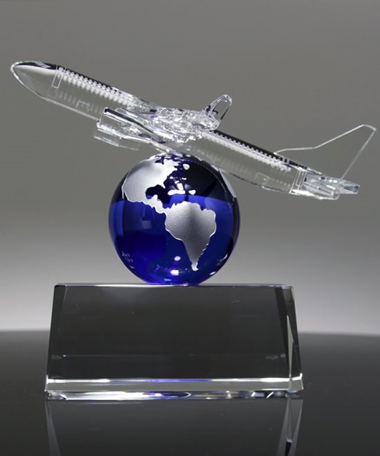 Globe Jetsetter Crystal Airplane Trophy | Edco Awards