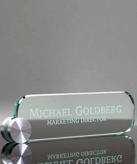 Elliptical Glass Name Plate | Edco Awards
