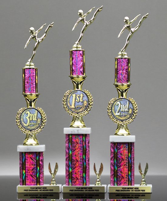 Pretty-in-Pink Double Stack Trophy with Star Spinner | Edco Awards