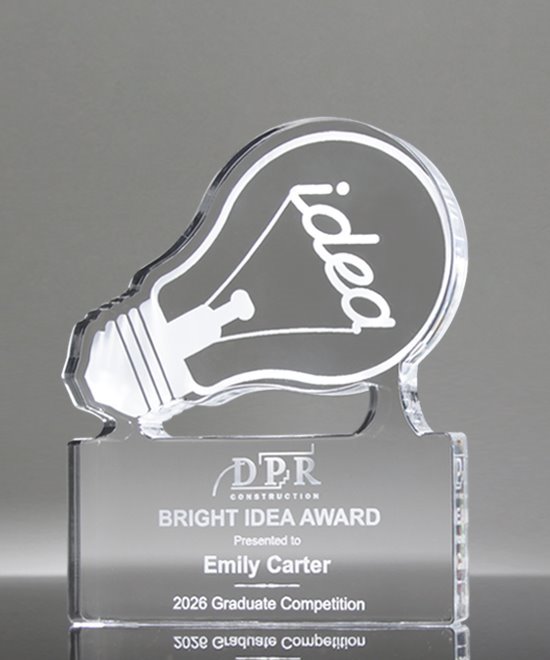 Idea Lightbulb Acrylic Award | Laser Engraved | Edco Awards