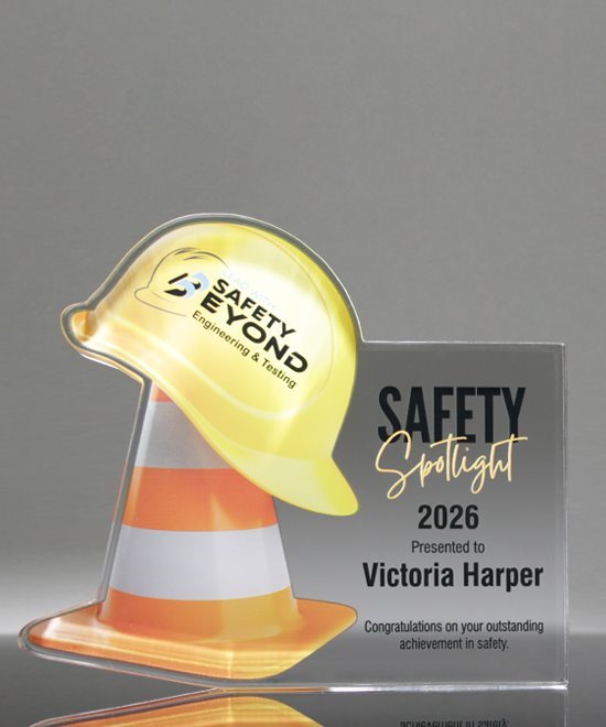 Acrylic Caution Cone & Hard Hat Award | Edco Awards