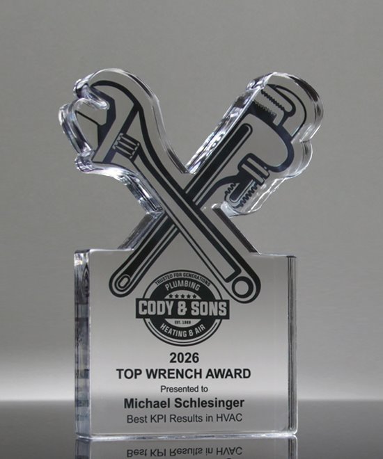 Acrylic Dual Wrench Trophy | Edco Awards